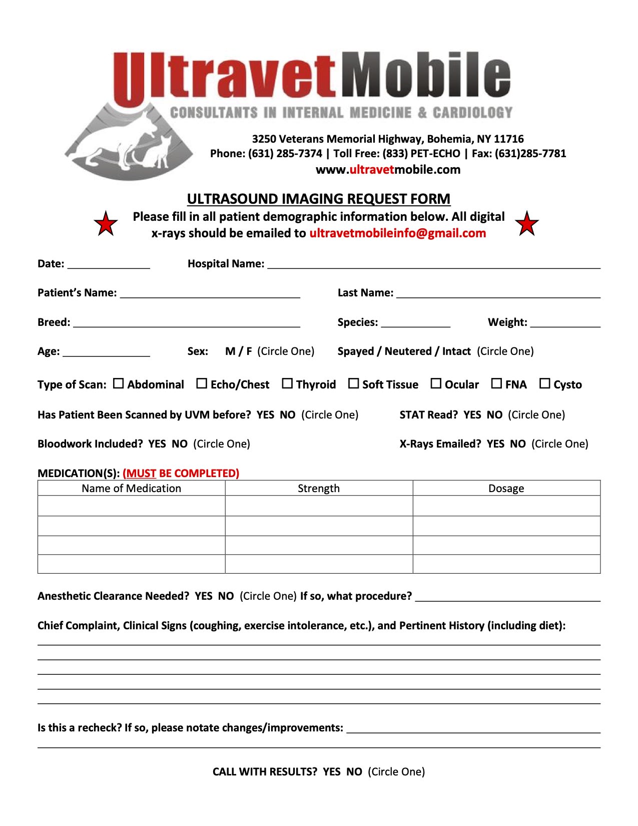 Imaging Request Form & Instructions | Ultravet Mobile Imaging Request Form & Instructions | Ultravet Mobile